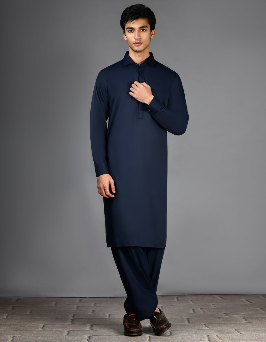 NAVY BLUE BLENDED KAMEEZ SHALWAR | JJKS-CD-04-30779-R36-AP – J. Junaid Jamshed CA