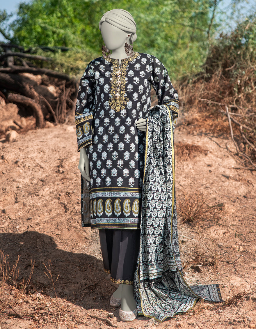 BLACK LAWN 3PC STITCHED | JLAWN-S-25-057/S ROYAL GARDEN-3 – J. Junaid Jamshed CA