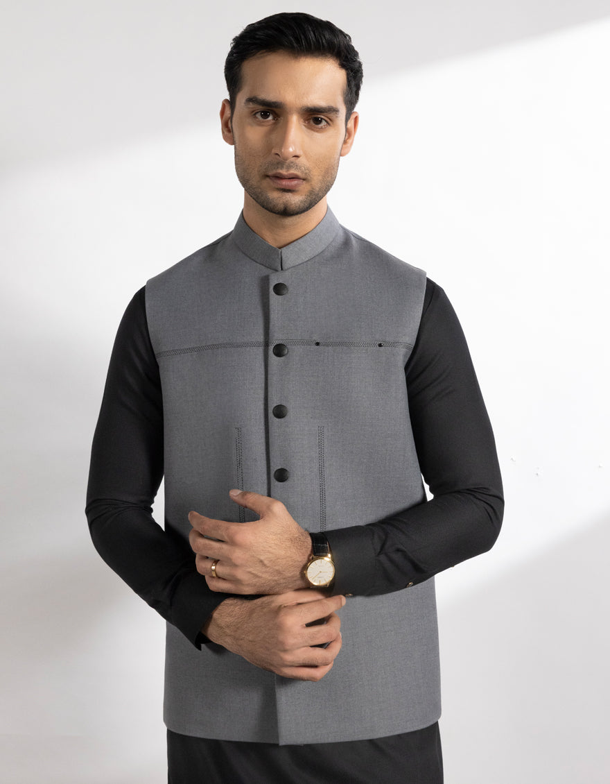 GREY SUITING WAISTCOAT | JJVC-A-33508/S25/JJ10137-PN – J. Junaid Jamshed CA