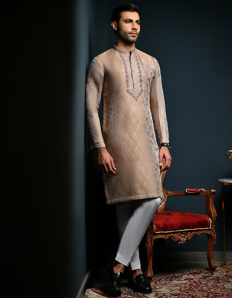 DUST GOLDEN BLENDED FORMAL KURTA | JJK-SP-A-CD-45295/S23/JJ1062-FL – J ...