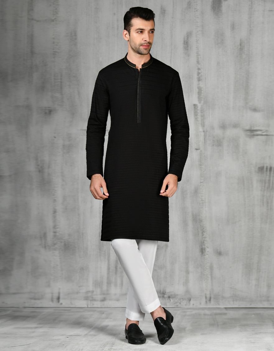 BLACK COTTON KURTA | JJK-CD-04-47181 – J. Junaid Jamshed CA